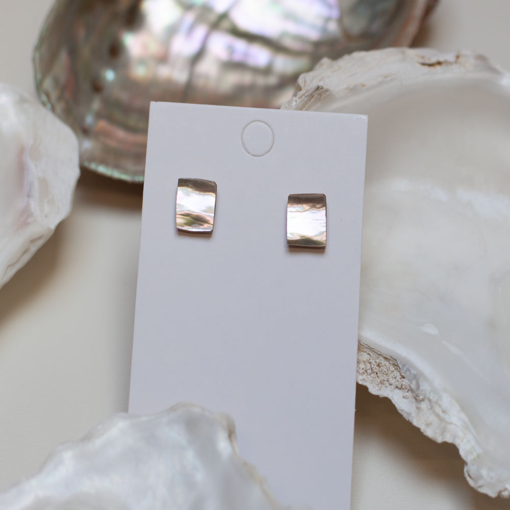 Puces oreilles carrées – Nacre d’Ormeau Breton & Argent Massif 925 ...